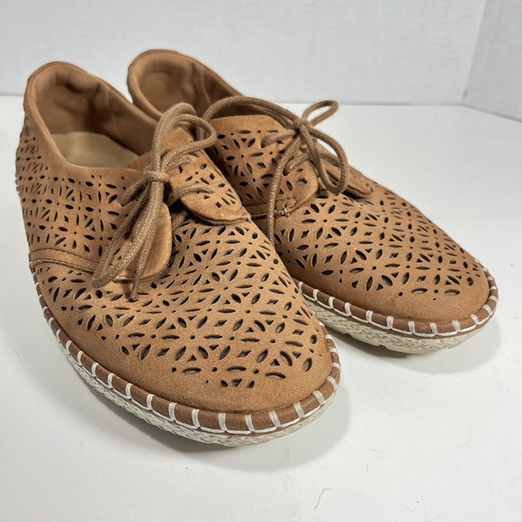 Earth | Shoes | Earth Pax Sand Brown Perforated Leather Lace Up Casual ...
